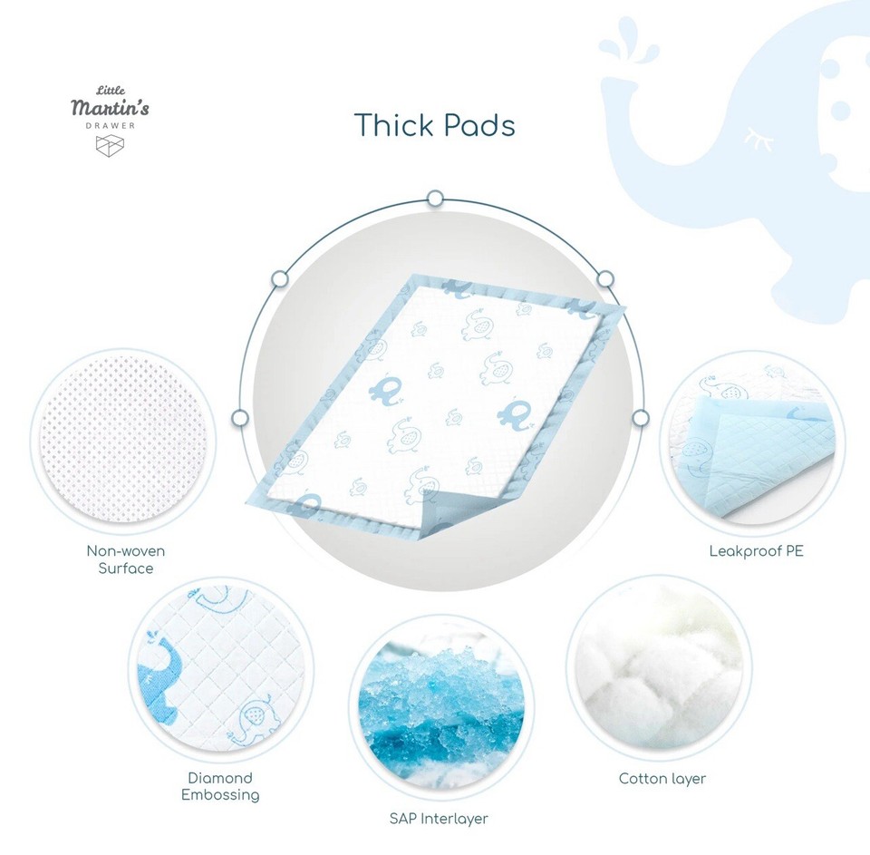Lil Martins 30 Disposable Changing Pads For Baby Waterproof Diaper ...