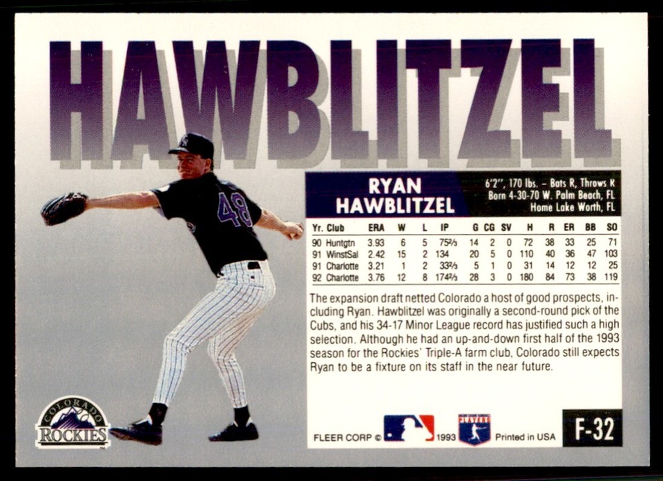 1993 Fleer Final Update Ryan Hawblitzel Baseball Cards #F-32 | eBay