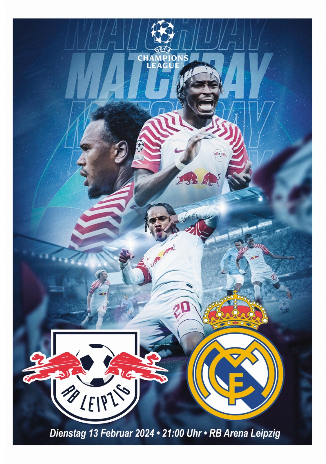 LEiPZIG RED BULL Germany v REAL Madrid Spain 2024 CHL FAN 12 pg A4 ...