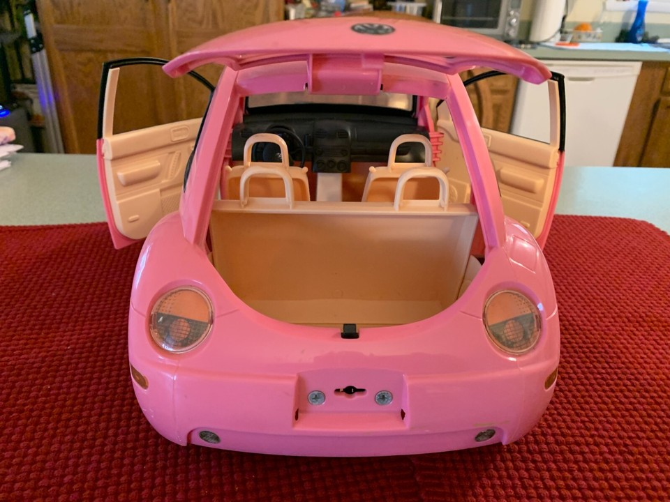 VTG Barbie 17" VOLKSWAGEN VW CAR Mattel 2000 Pink Beetle Bug Sunroof-No ...