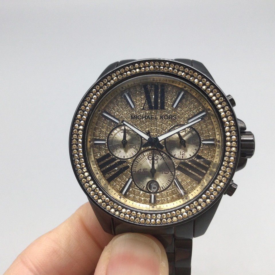 Michael Kors Wren Watch Women MK-5961 42mm Black Pace Crystals New ...