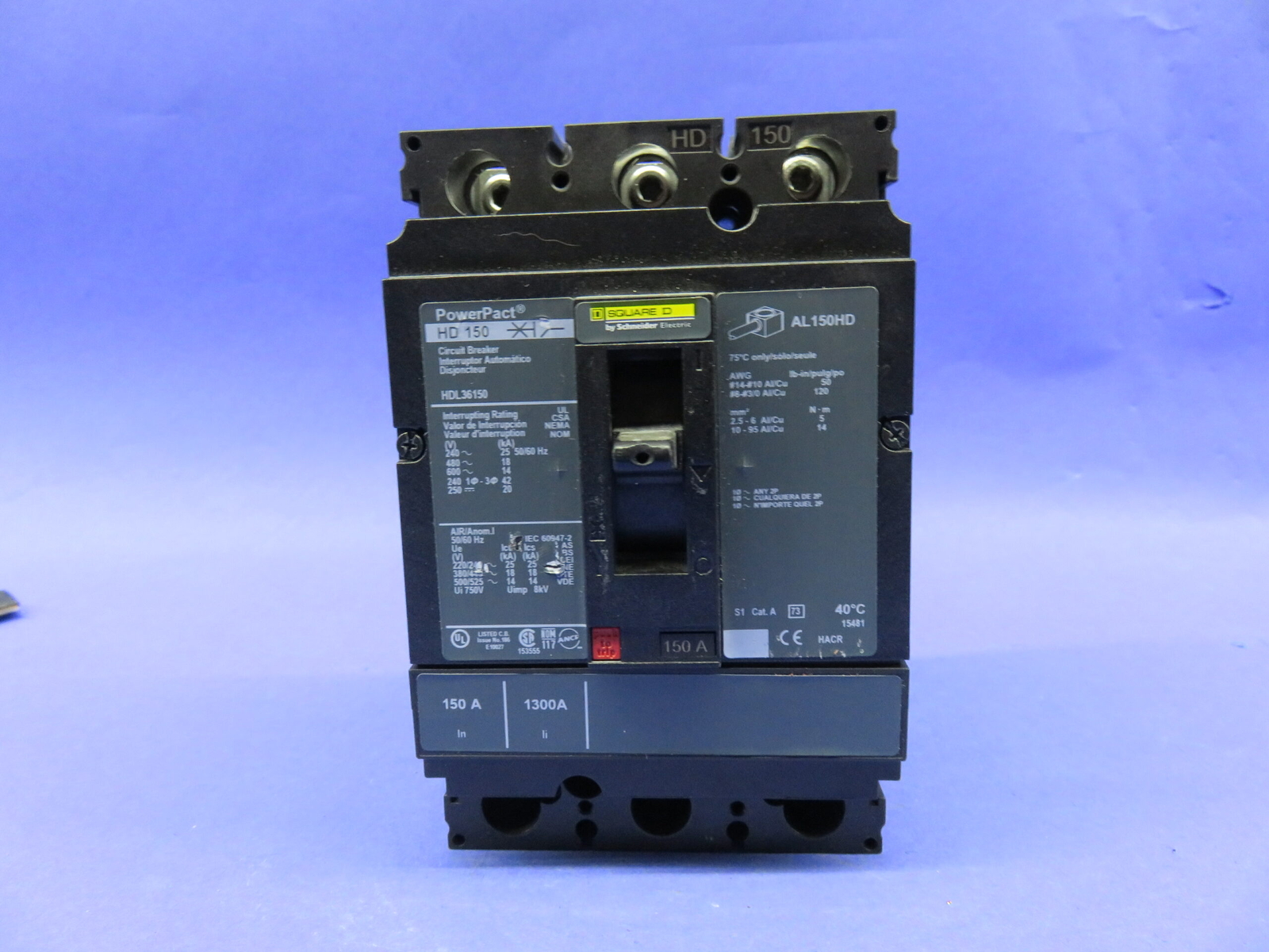 Square D 3 Pole Circuit Breaker 150 A - Black (HDL36150) for sale ...