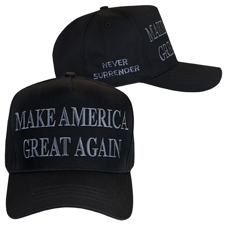 Trump..OFFICIAL..Hat...Dark MAGA ..NEVER SURRENDER..+ 2 Decals..Elon ...