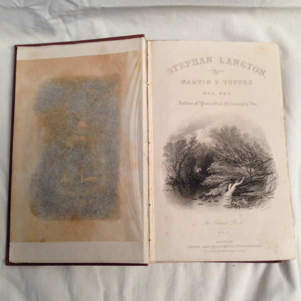 Martin F Tupper - Stephan Langton - 1st 1858, 2 vols, original cloth ...