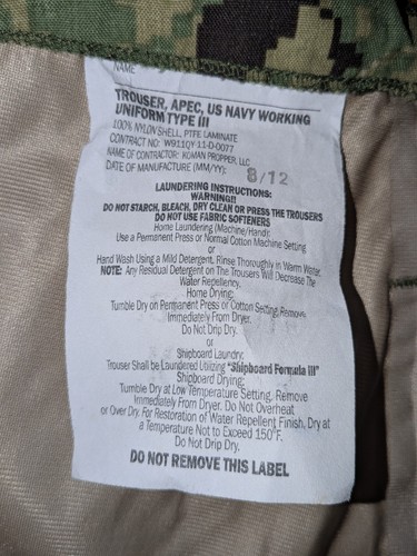 US Navy Type 3 Working Uniform Trousers Mens Size Large Long | eBay