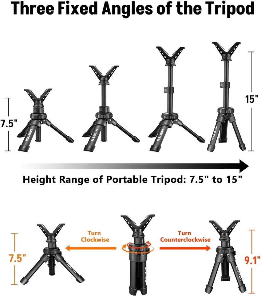 Portable Shooting Rest Tripod Rifle Stand for Range - Lightweight Bench ...