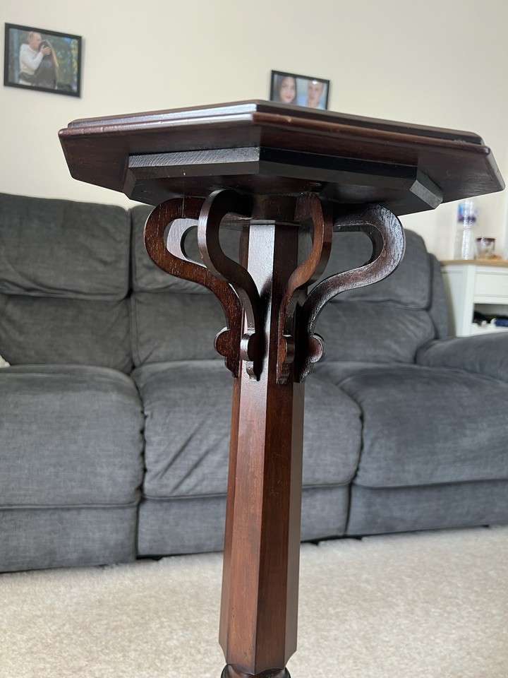 Antique Victorian Tall Wooden Carved Torchere Plant Stand Candle Table ...