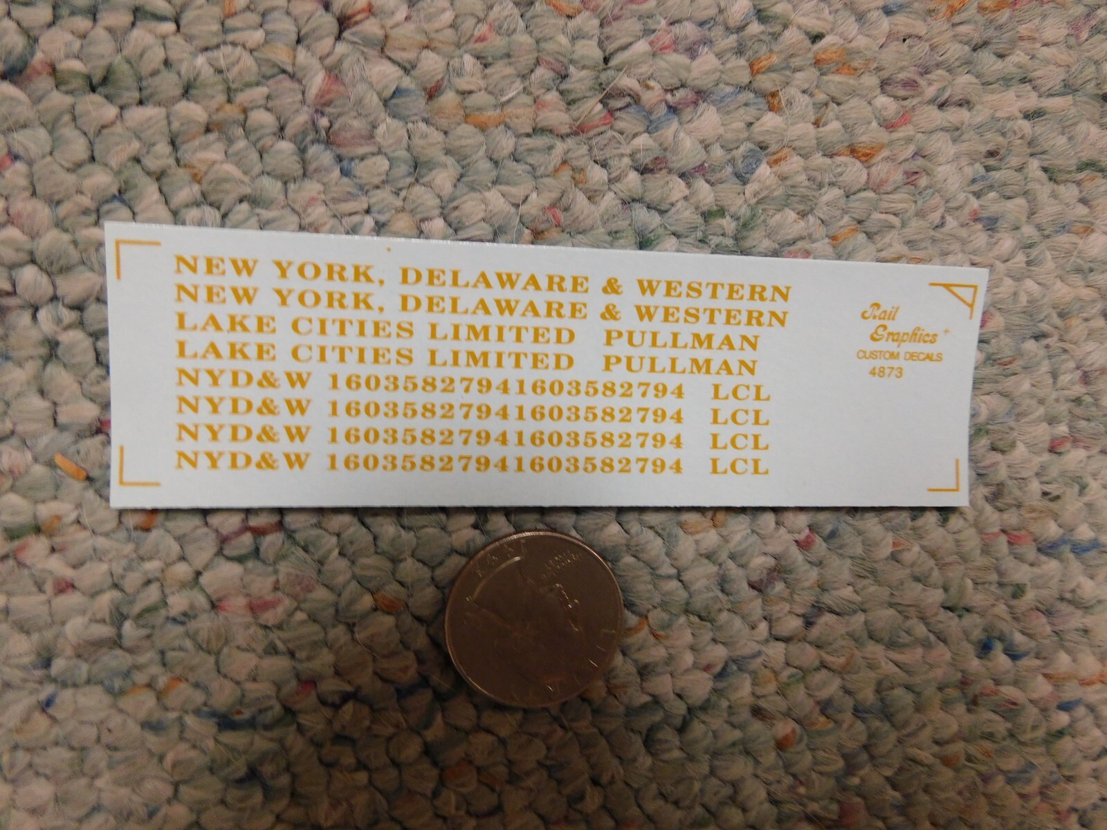 Rail Graphics decals HO New York Delaware Western Lake Cities Pullman ...