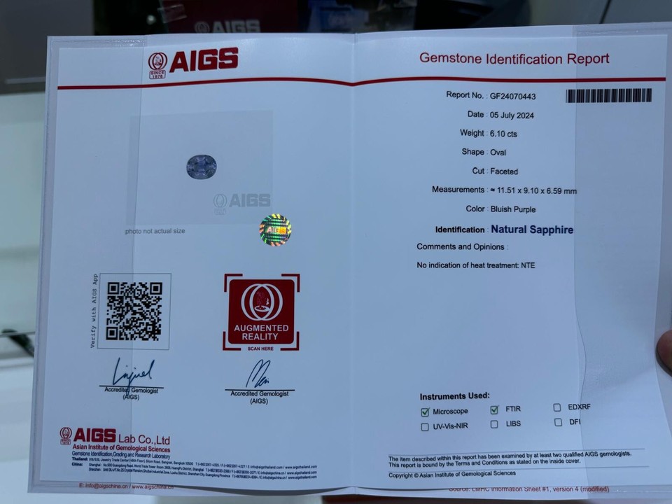 6.10ct AIGS Certified 100% Natural Unheat Color Change Sapphire Loose ...