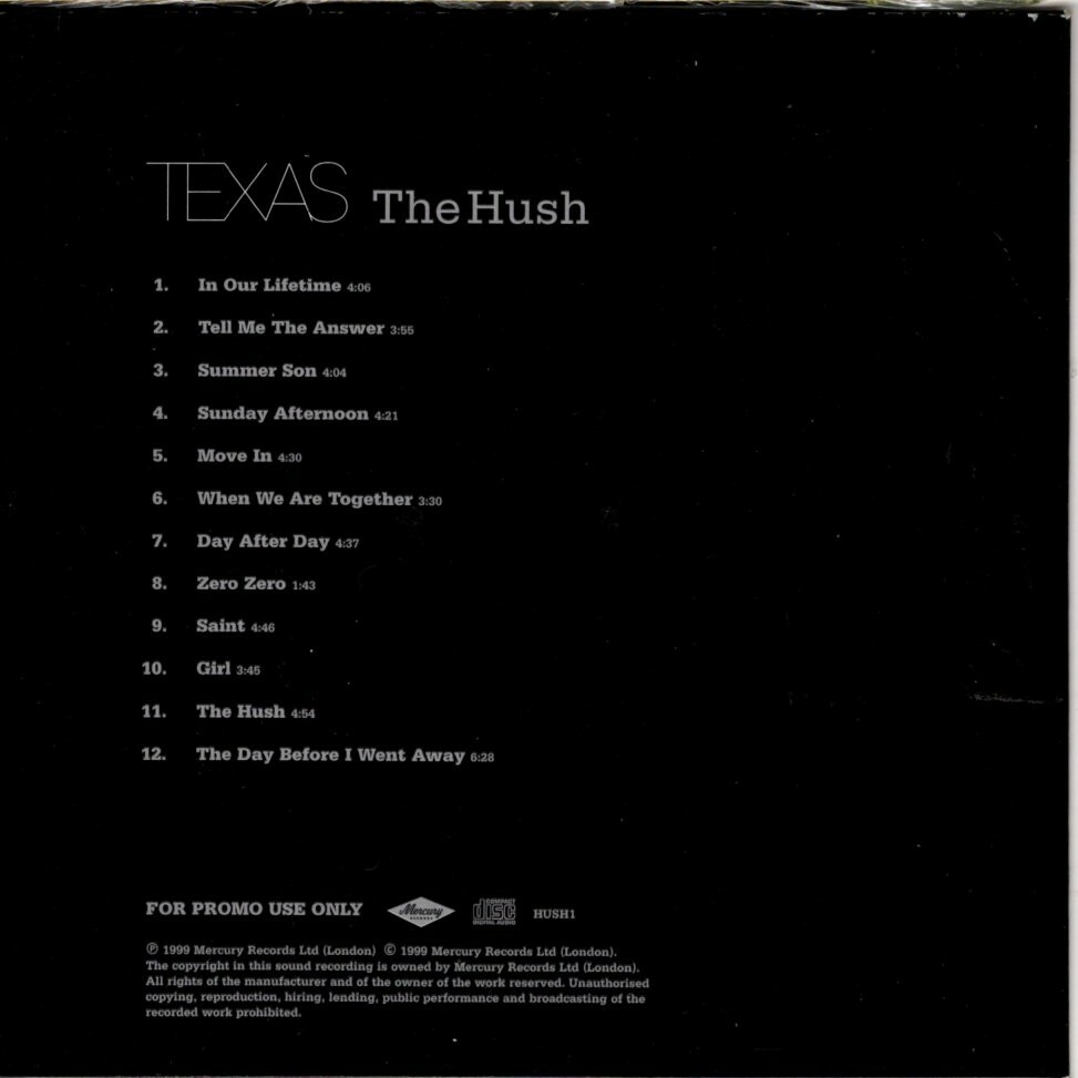 Texas - " Hush "- 1999 , 1nite Track CD PROMO-FREE UK P&P. | eBay UK