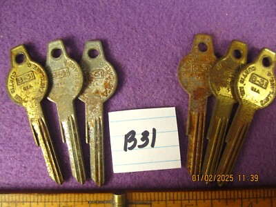 OLD ANTIQUE VINTAGE 6 PC NEW OLD STOCK B-31 UNCUT CAR KEY BLANKS ...