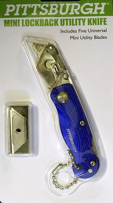 Mini Utility Knife Box Cutter Folding Locking Razor with 5 Blades SHIPS ...