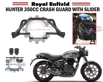 Fit For Royal Enfield "Hunter 350 Black Engine Guard Crash Bar With ...