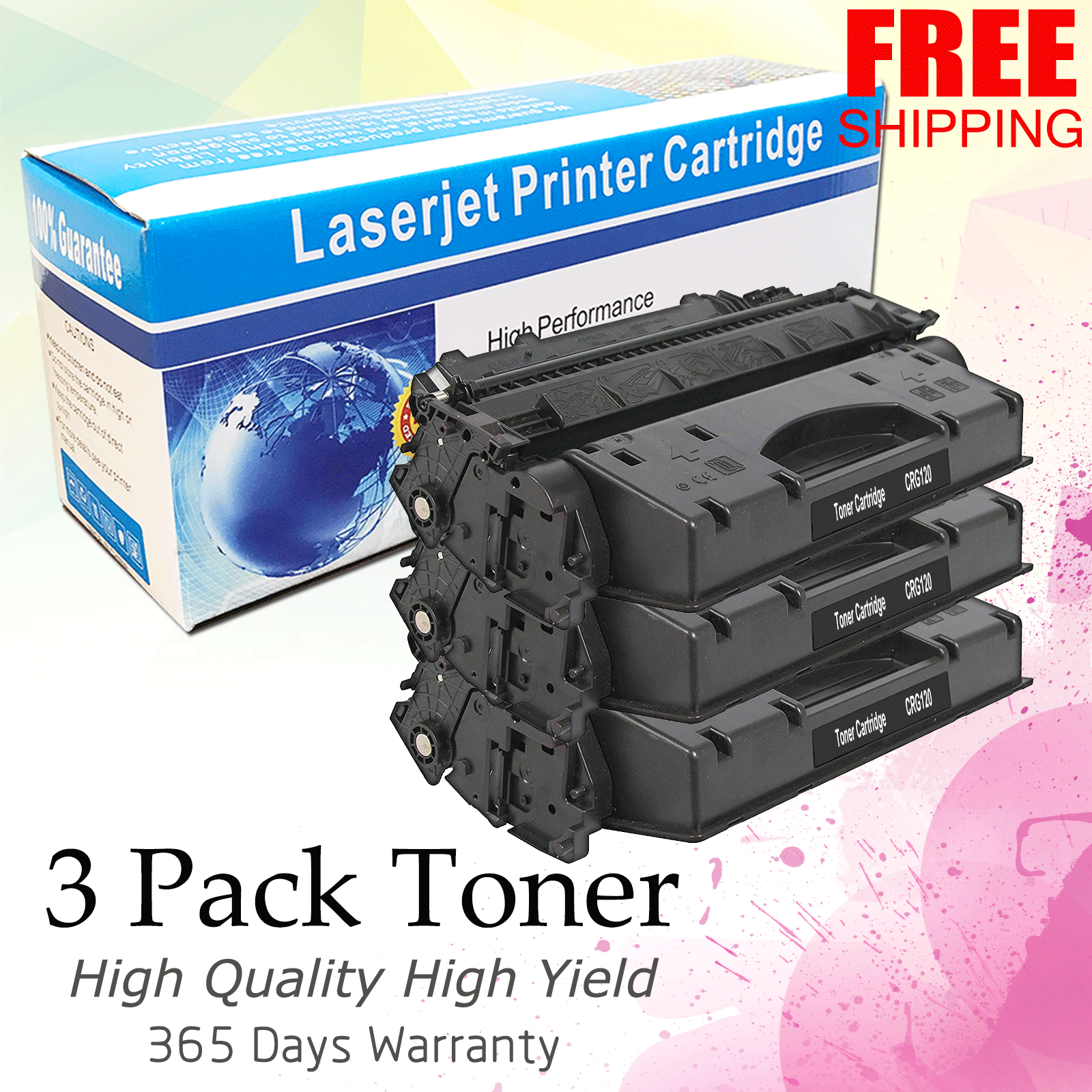 3 Laser Toner Cartridges for Canon 120 imageCLASS D1120 D1150 D1170 ...
