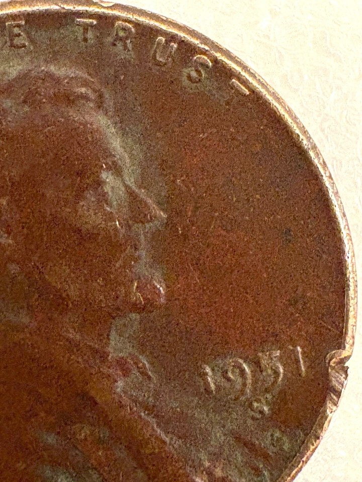 RARE 1951 S Wheat Penny Coin Error Die Cracks on Rim, Off-center, L on ...