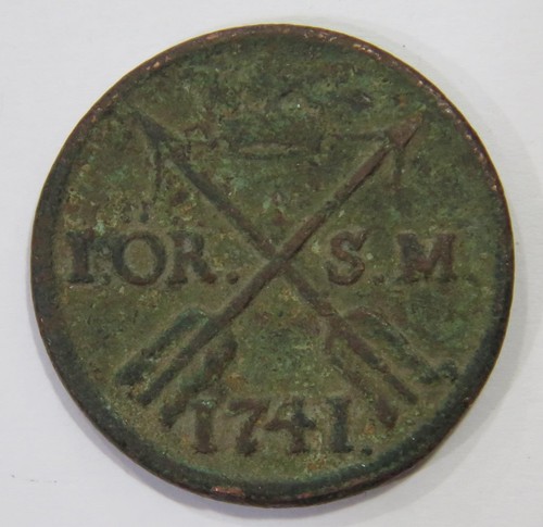 SWEDEN 1741 1 ORE SILVERMYNT CROWNED MONOGRAM KING FREDERICK I WORLD ...