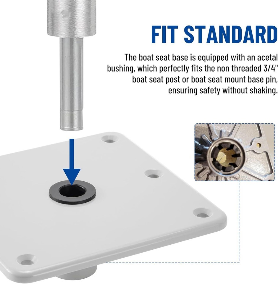 Boat Seat Swivl Base, 7" x 7" Boat Seat Pedestal Mount W/3/4" Pin Post ...