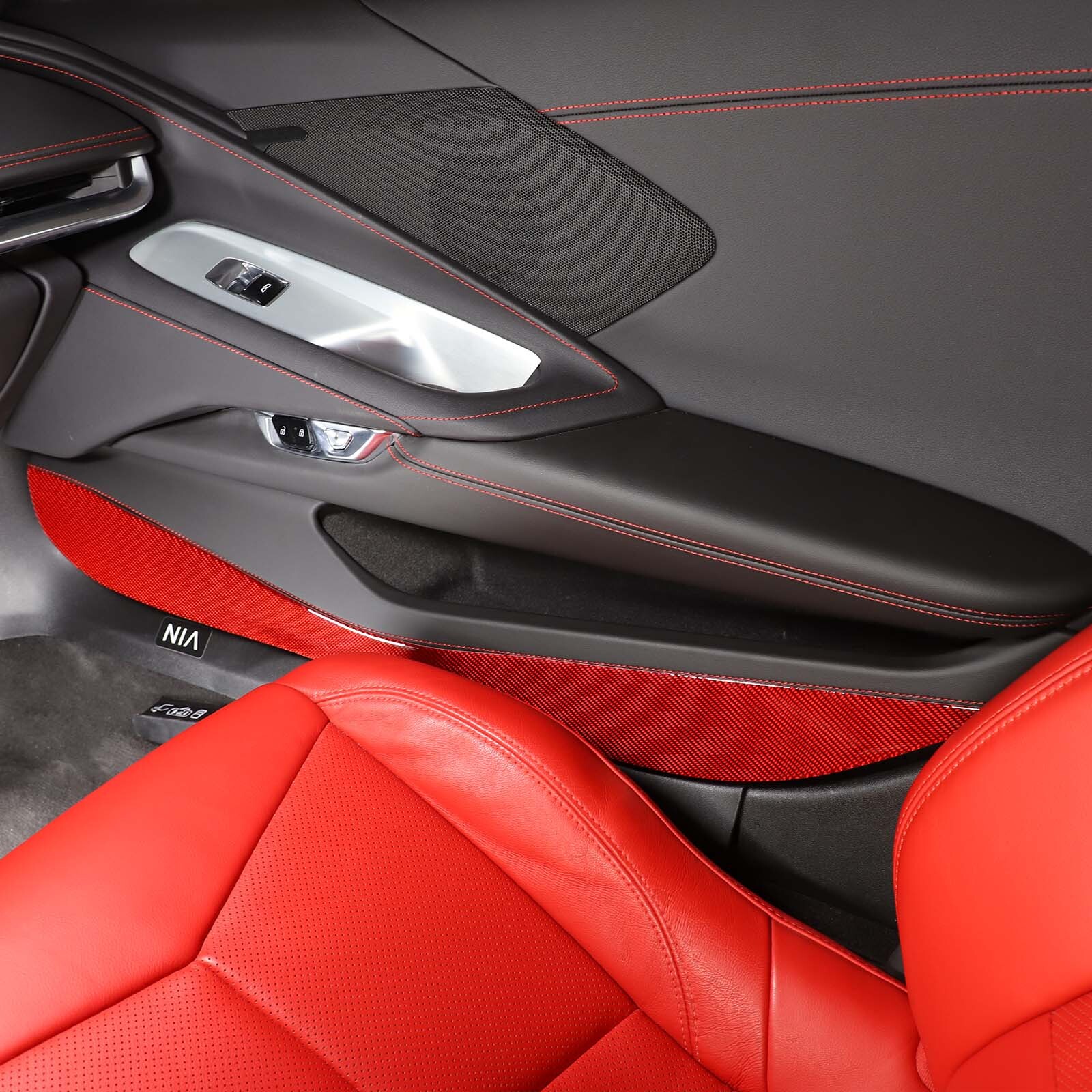 Red Carbon Inner Door Panel Trim Anti Kick Auto Part For Corvette C8 ...