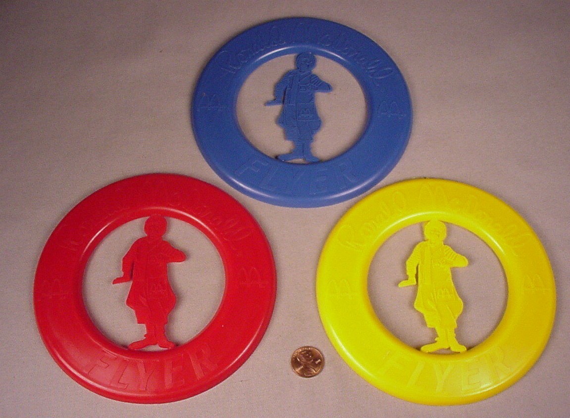 3 McDonald's Ronald McDonald Frisbee Flyer Beach Toys fast food ad ...