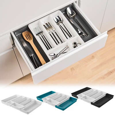 Extendable Plastic Cutlery Drawer Tray Kitchen Organiser Utensil ...