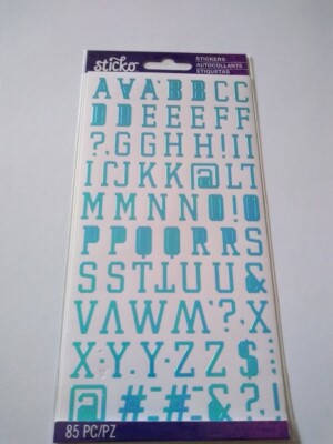 Scrapbooking Stickers Sticko Lt Blue Iridescent Small Alphabet Capital ...