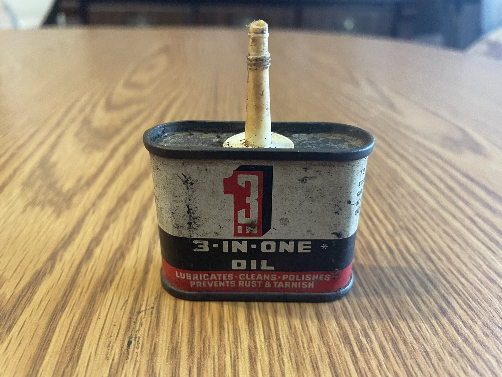 Vintage 3 IN ONE HOUSEHOLD OIL Advertising 1 OZ Metal Can Tin Handy ...