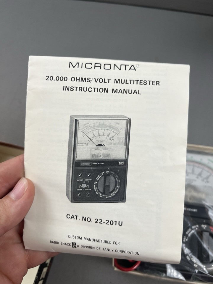 MICRONTA 18-Range Multitester Cat. No. 22-201U 20,000 OHMS/Volt DC In ...
