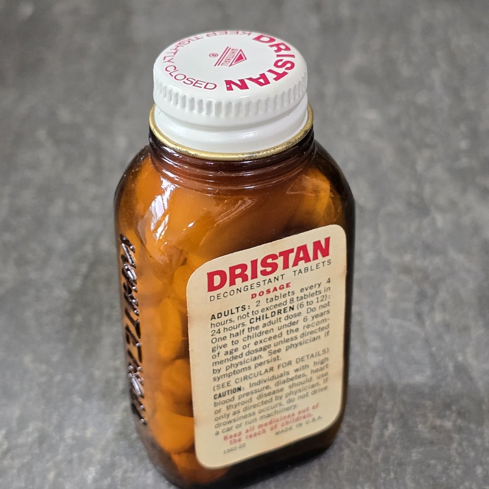 Vintage NOS Dristan Decongestant Tablets Sinus Cold Pills Medicine ...