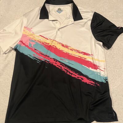 CHUBBIES Tennis Champ Performance Golf Polo Shirt Men's Size L Paint ...
