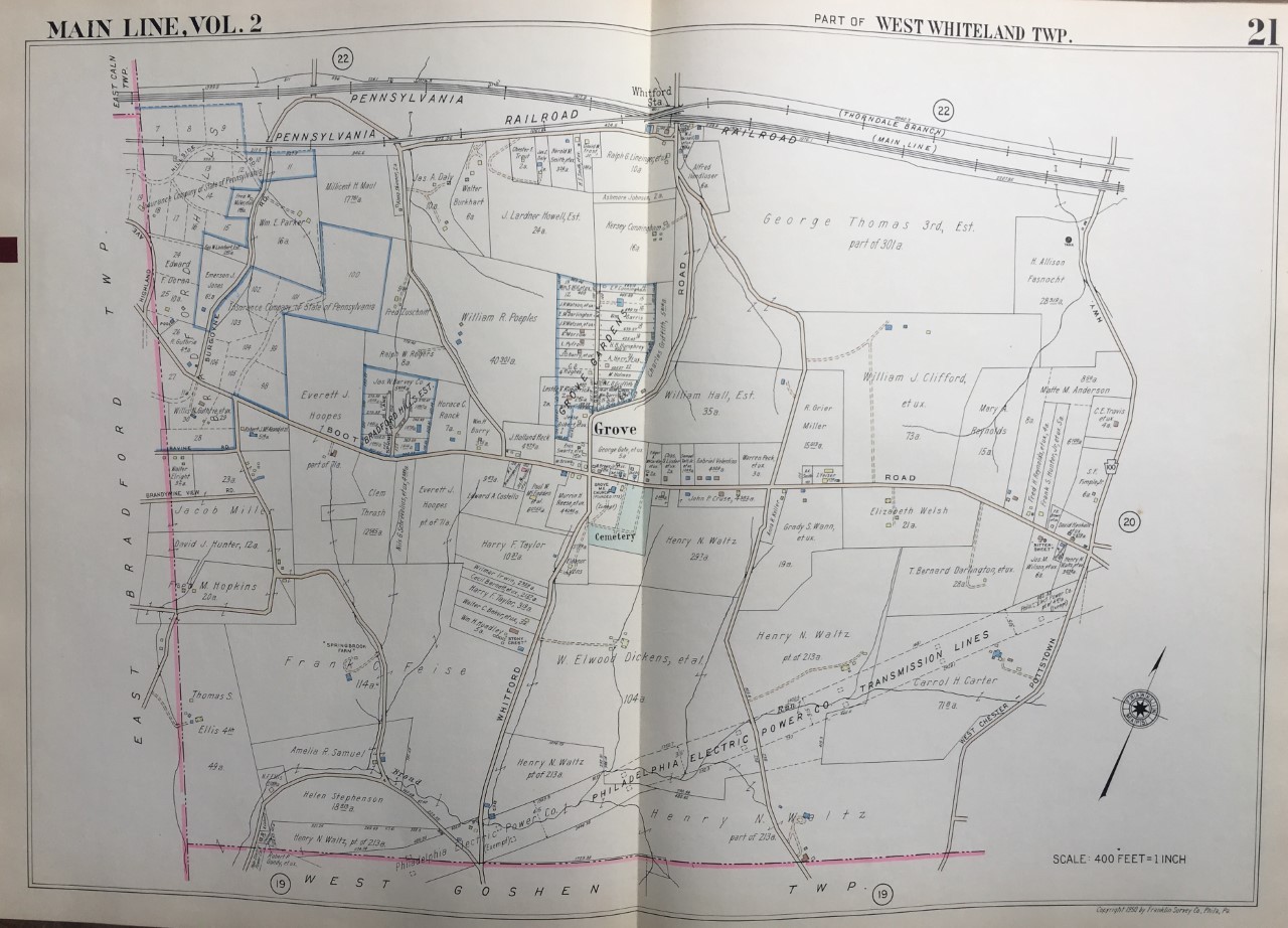 1950 CHESTER COUNTY PA, WEST WHITELAND TWP, GROVE WHITFORD STATION ...