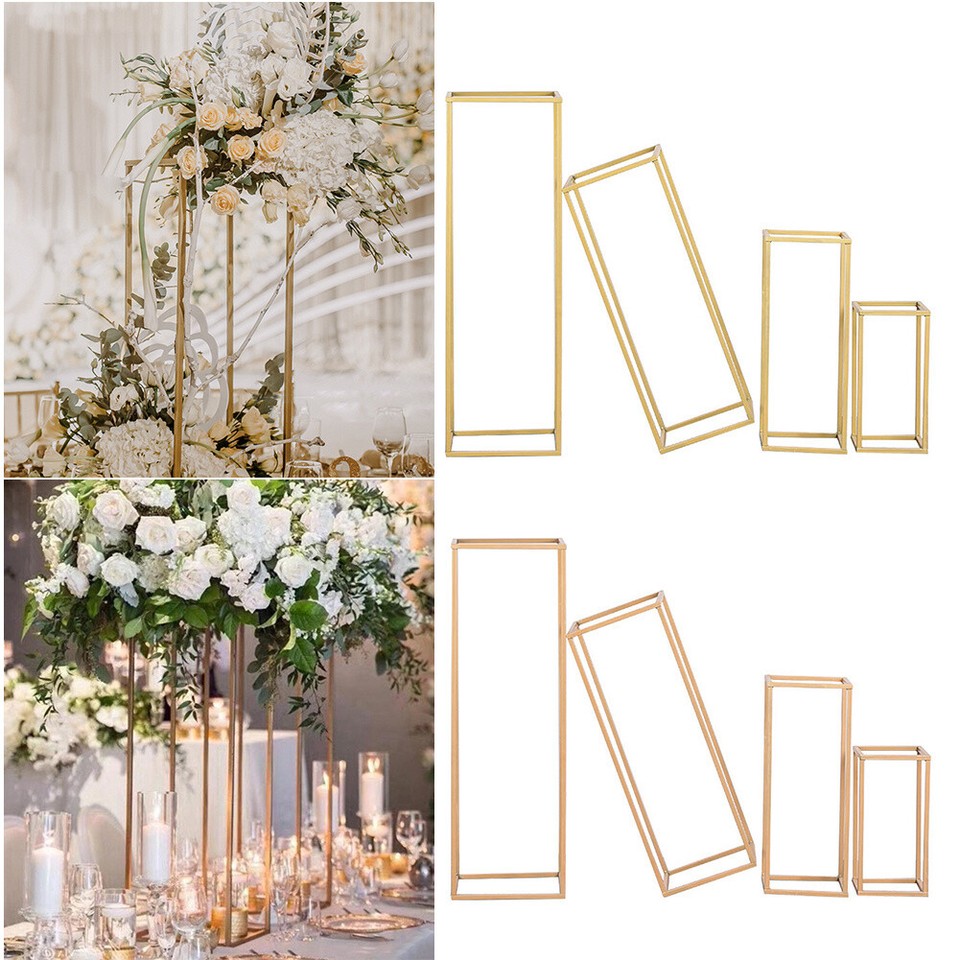 Gold Metal Flower Stand Plinth Pedestal Wedding Banquet Centerpiece ...