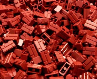 100 NEW DARK RED 1x2 LEGO MASONRY BRICK PIECES bulk part 98283 building ...