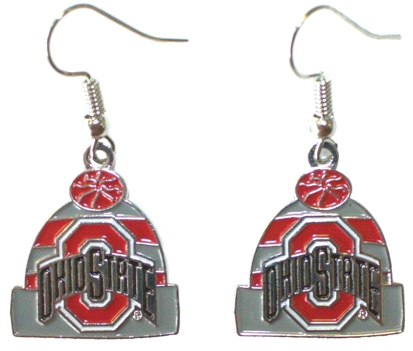 OHIO STATE BUCKEYES DANGLE EARRINGS BEANIE HAT W/LOGO HYPOALLERGENIC ...