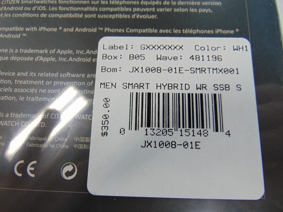 Citizen JX1008-01E Men's CZ Smart Hybrid Smart Watch, Brand New ...