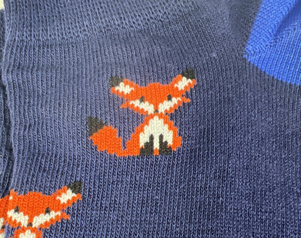 Jimmy Lion Cotton Blend Socks Unisex Fox Socks NWT Blue Hand Linked Toe ...