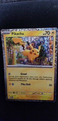 POKEMON PIKACHU HOLOGRAPHIC CARD #006/015 PACK FRESH HP70 PIKA BOLT ...