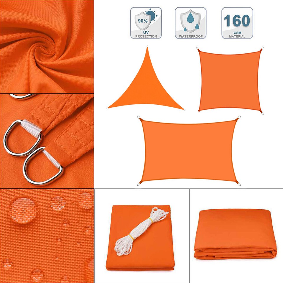 Waterproof Sun Shade Sail UV Top Canopy Cover Patio Pool Outdoor ...