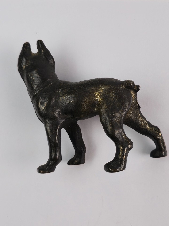 Vintage Small Miniature Boston Terrier Bronze-Finish Cast Metal Dog ...