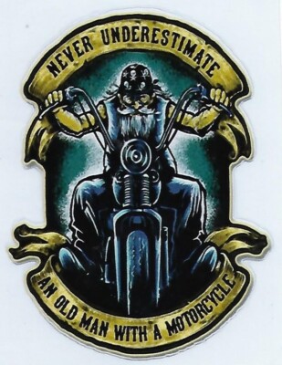 Old Man & Motorcycle 4 Inch Decal (Harley HOG Topgun Honda Suzuki ...