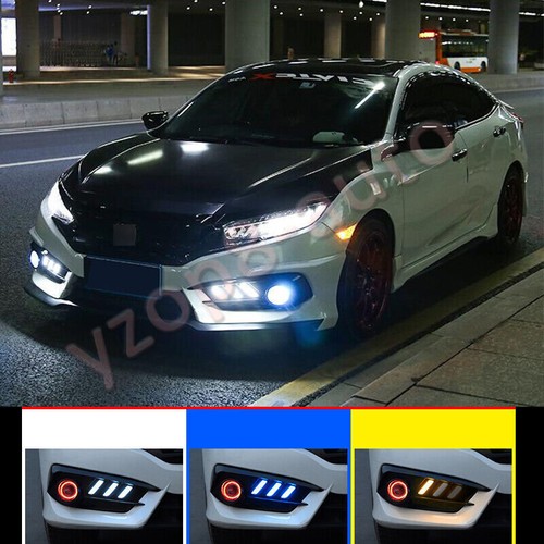 Carbon Fiber Led DRL Day Running Light Angel Eyes 3-Color For Honda ...