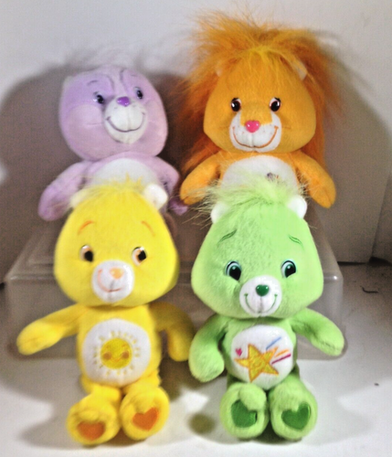 Lot of 4 Care Bear 8” Plush Beanies Bright Heart Wish Bear Funshine ...