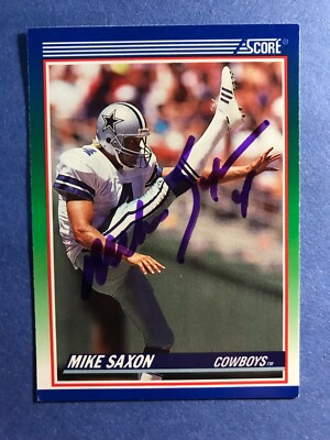 SIGNED MIKE SAXON 1990 SCORE FOOTBALL CARD AUTOGRAPHED COWBOYS #379 | eBay