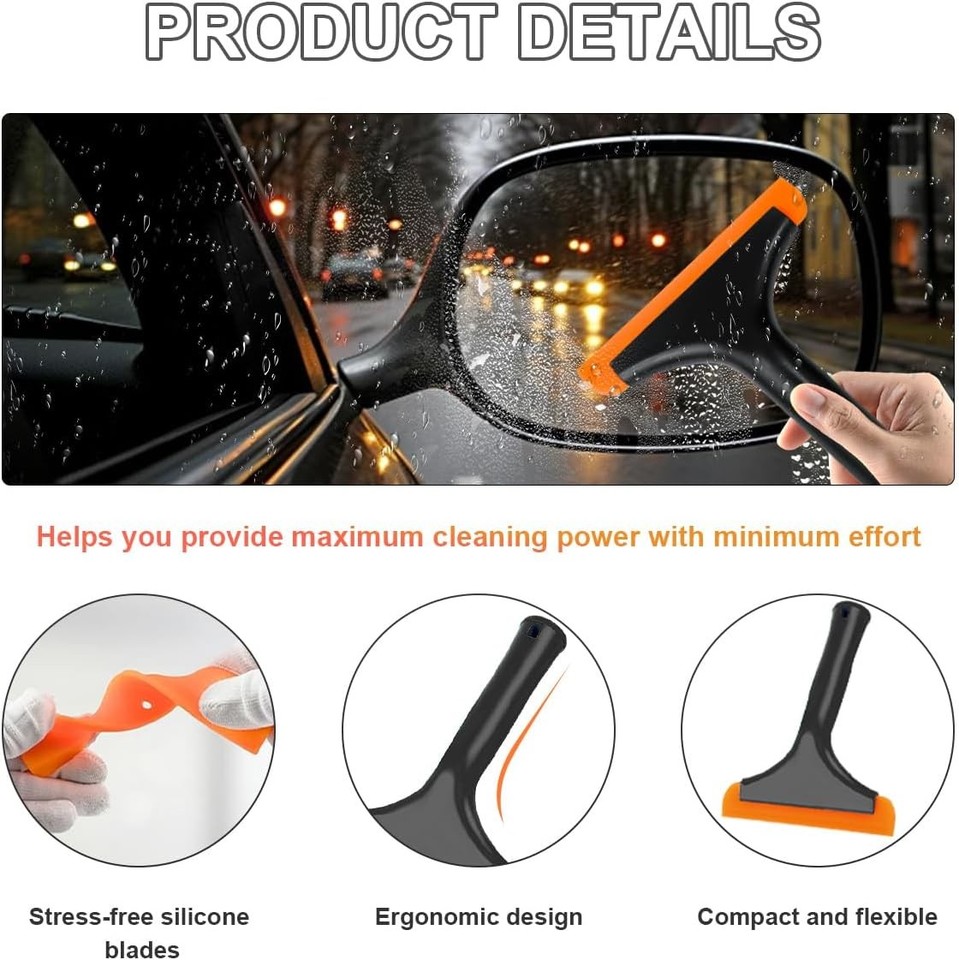 Small Silicone Window Squeegee, 5.9 Inch Car Windshield Water Blade ...
