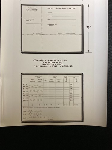 WW2 AAFNS Training Compass Correction Card Classroom Model FAA-120 ...