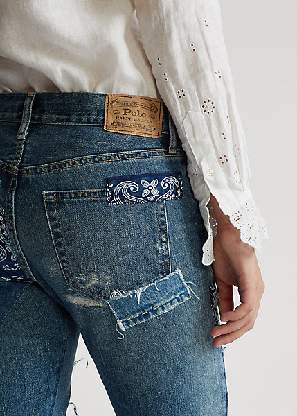 Polo Ralph Lauren Indigo Distressed Patchwork Repaired Stitched ...