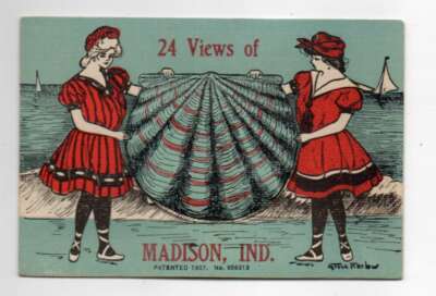 Madison Indiana Bathing Beauties Shell Fold Out Vintage Postcard ...
