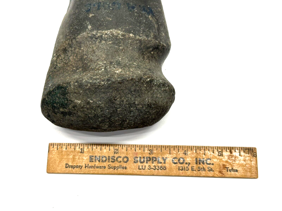 NATIVE AMERICAN INDIAN LARGE HARD STONE GROOVED AXE TOOL ARTIFACT 5.5 ...