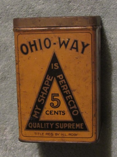 Vintage OHIO-WAY, MY SHAPE IS PERFECTO 5 cent Cigars Tobacco Tin | eBay