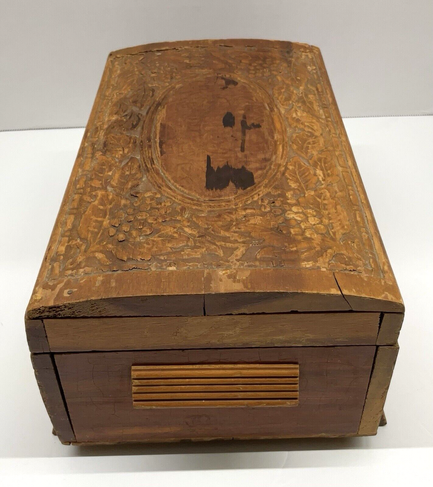 Vintage Carved Footed Wooden Jewelry Chest Trinket Keepsake Box ...