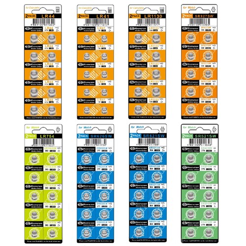 Watch Batteries 80PCS - AG0, AG1, AG3, AG4, AG5, AG7, AG10, AG13, 1.5V ...